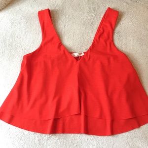Zara | Tops | Red Zara Flowy Layered Crop Top | Poshmark